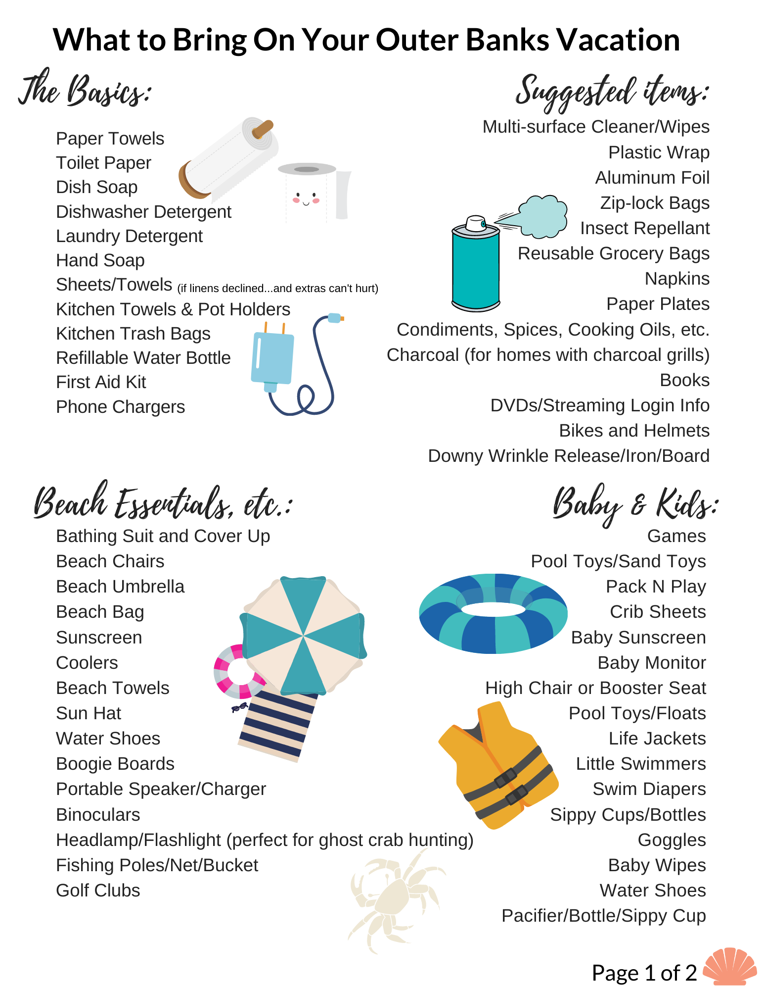 Checklist: What to Bring On Your Outer Banks Vacation - OBX Blog ...